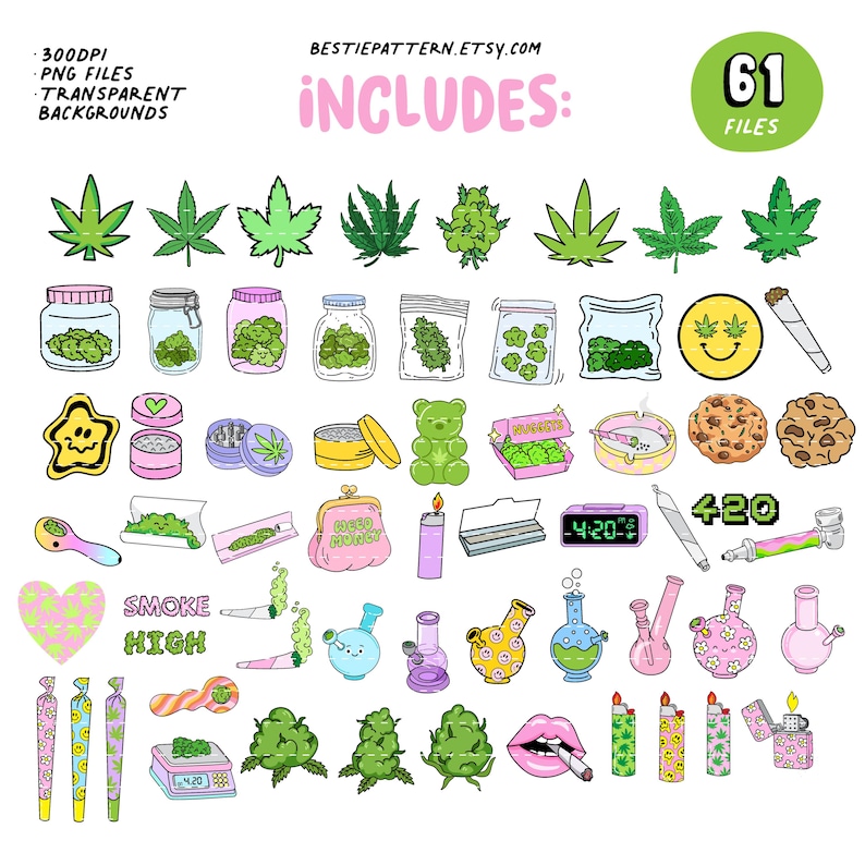 Stoner PNG Bundle Stoner Girl Stoner Babe Clipart Sublimation Cannabis ...