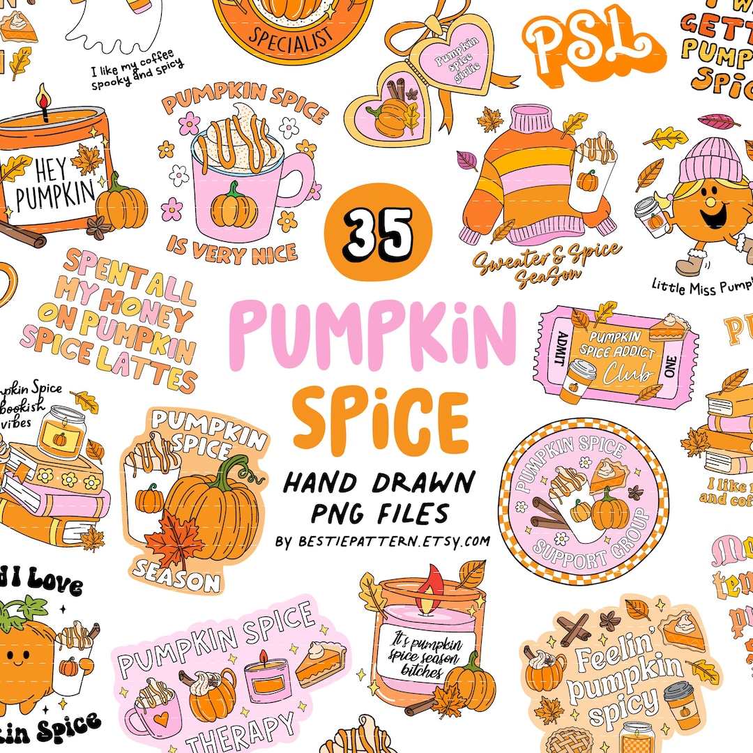 Pumpkin Spice PNG Bundle Fall Thanksgiving Pumpkin Spice Stickers ...