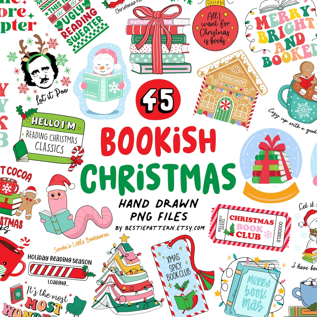 Bookish Christmas Bundle Christmas Book Lover Sublimation Bookish ...