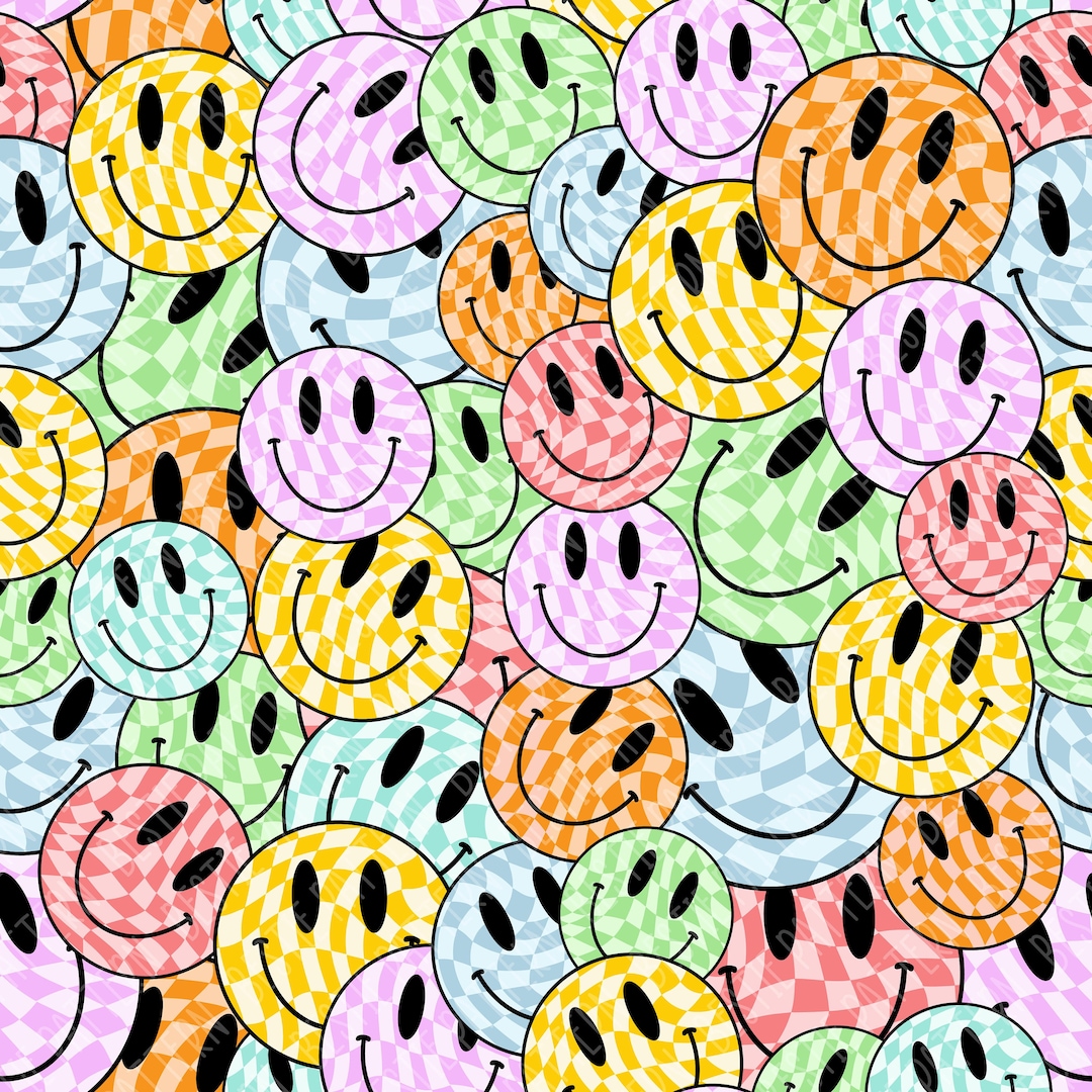 Smile Face Seamless Pattern -smile Seamless Pattern - Smile Checkered ...