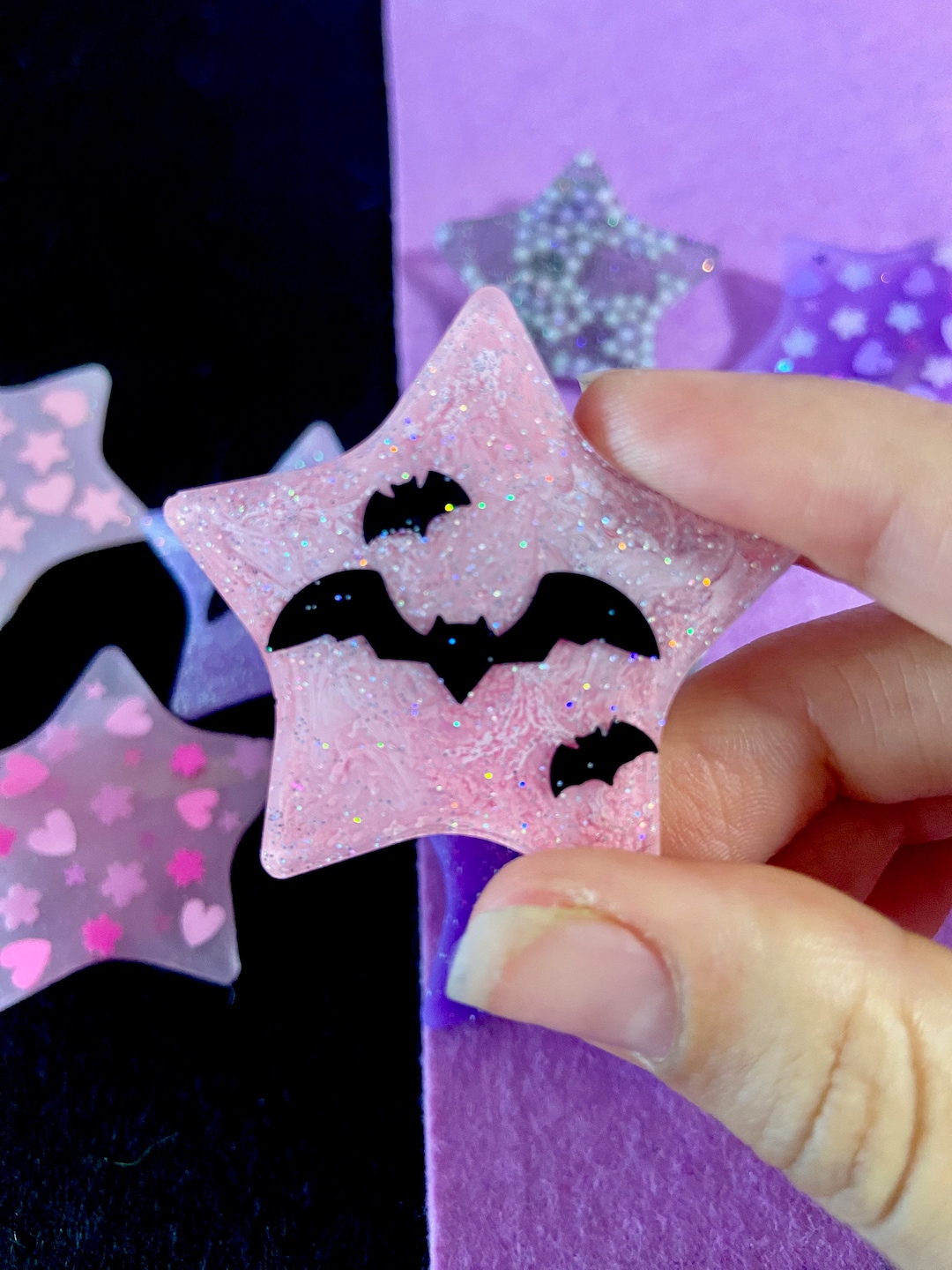 Star Glitter Pastel Goth Cute Hair Pin - Etsy