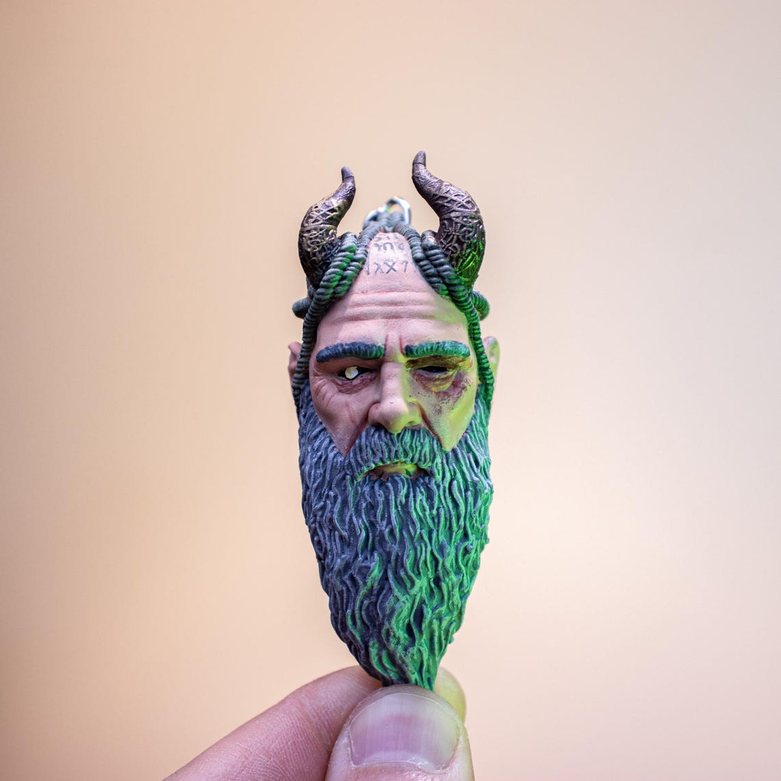 Mimir Resin Keychain: God of War Collectible, Handmade Painting - Etsy