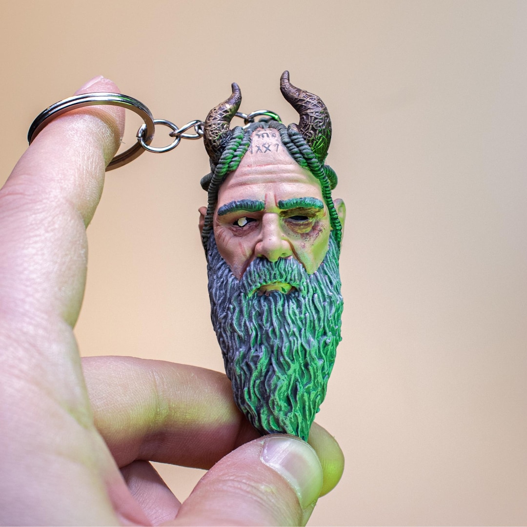 Mimir Resin Keychain: God of War Collectible, Handmade Painting - Etsy