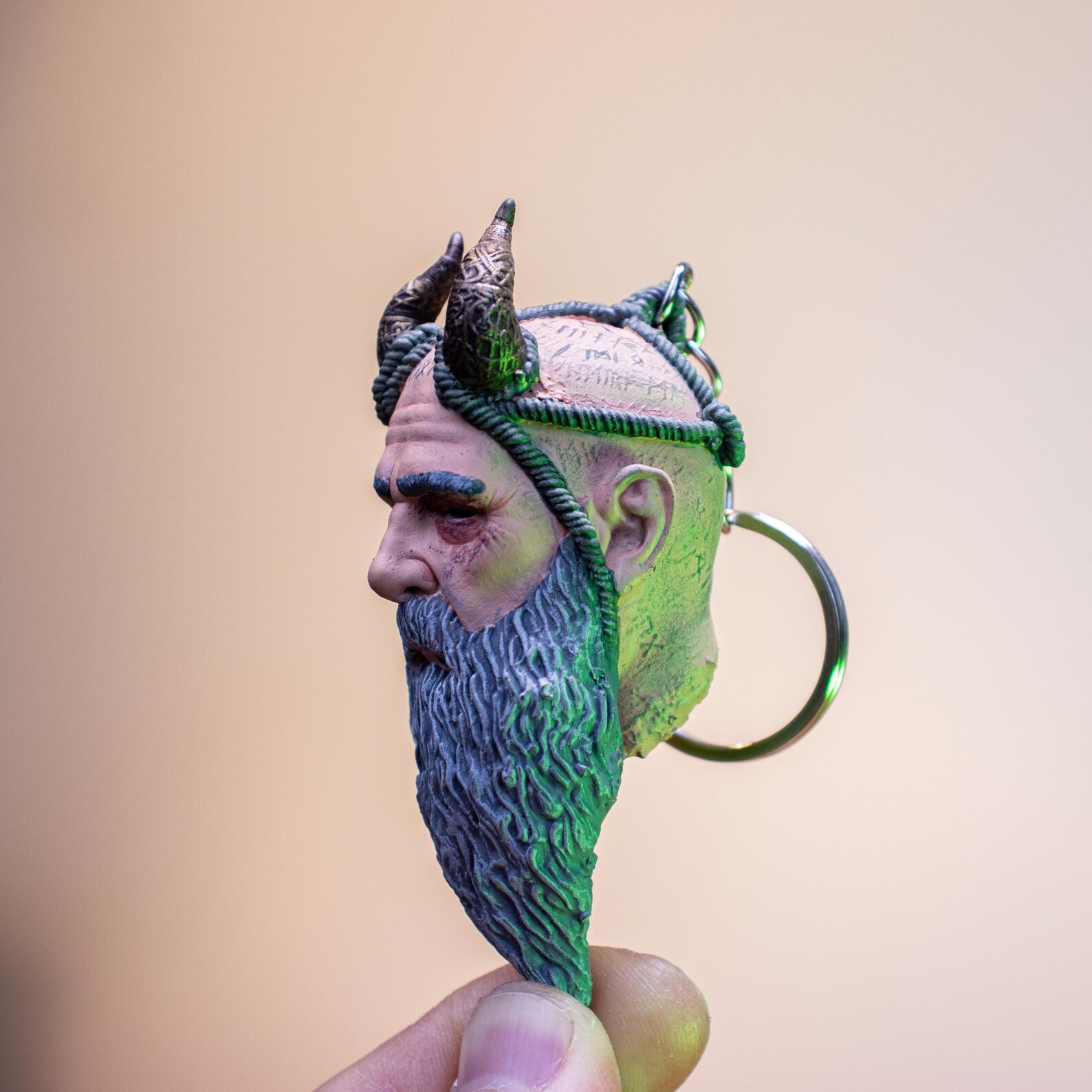 Mimir Resin Keychain: God of War Collectible, Handmade Painting - Etsy
