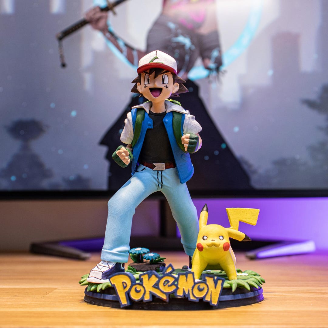 Ash Ketchum & Pikachu Resin Statue, Handmade Pokemon Figure (5.6'') - Etsy