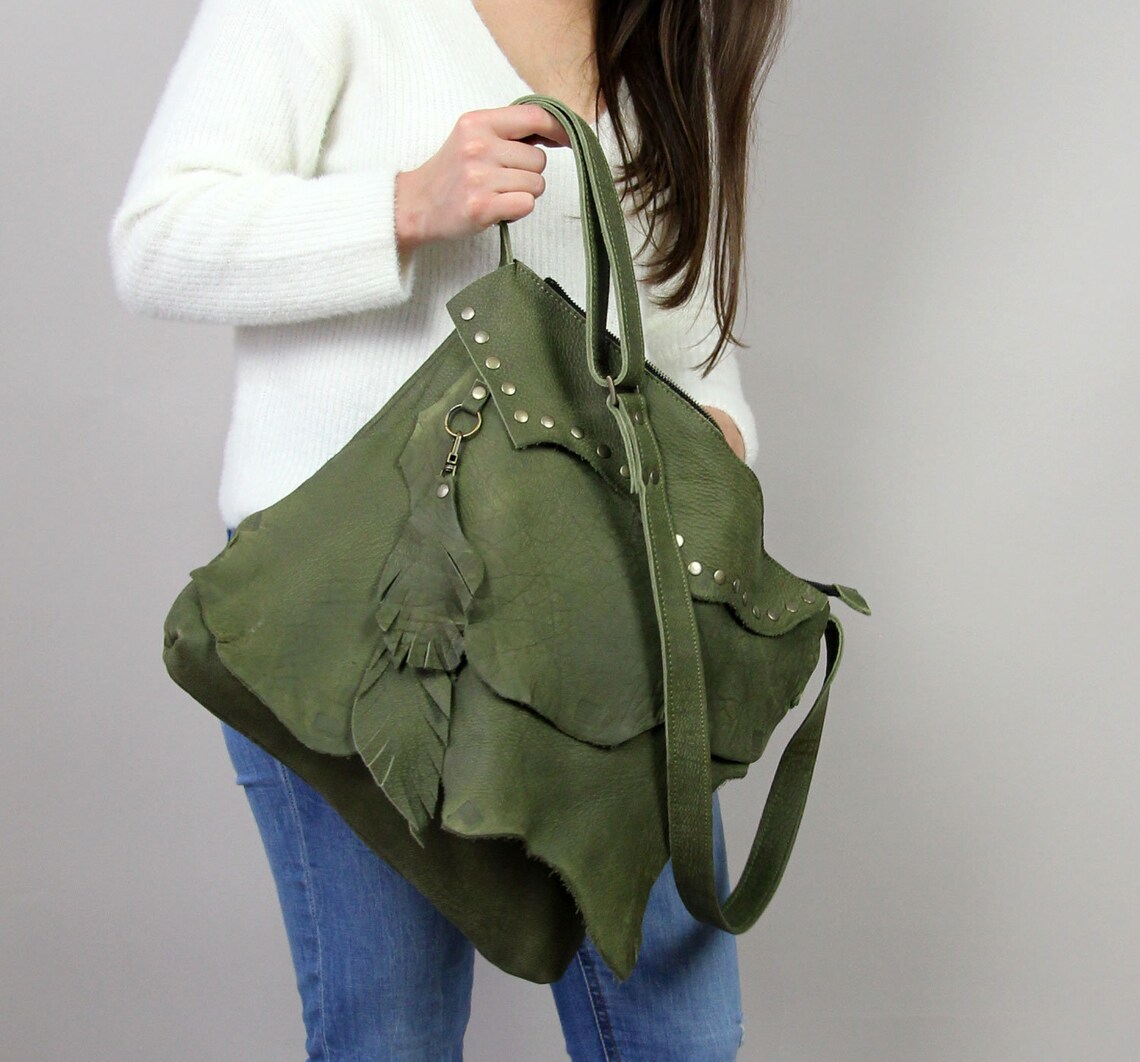 Bohemian Large Handmade Bag Unique Large Rustic Bag Green - Etsy