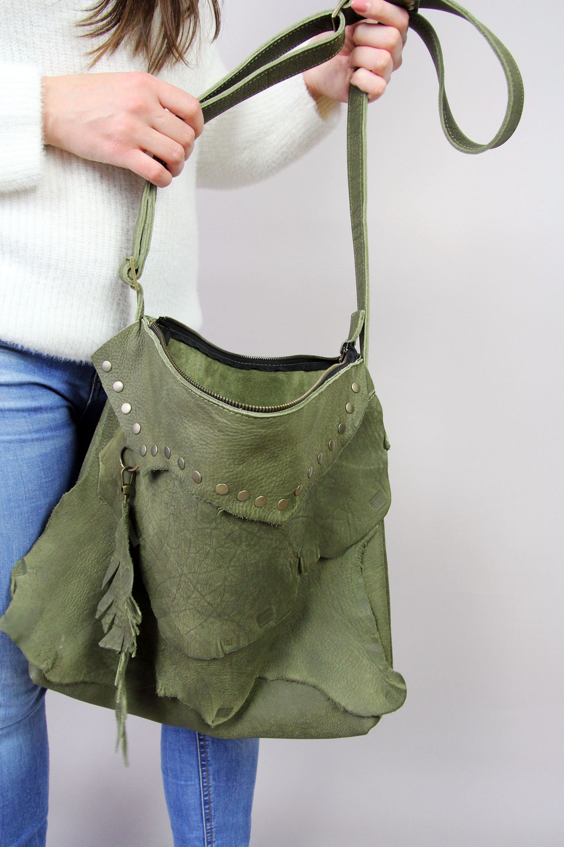 Bohemian Large Handmade Bag Unique Large Rustic Bag Green - Etsy