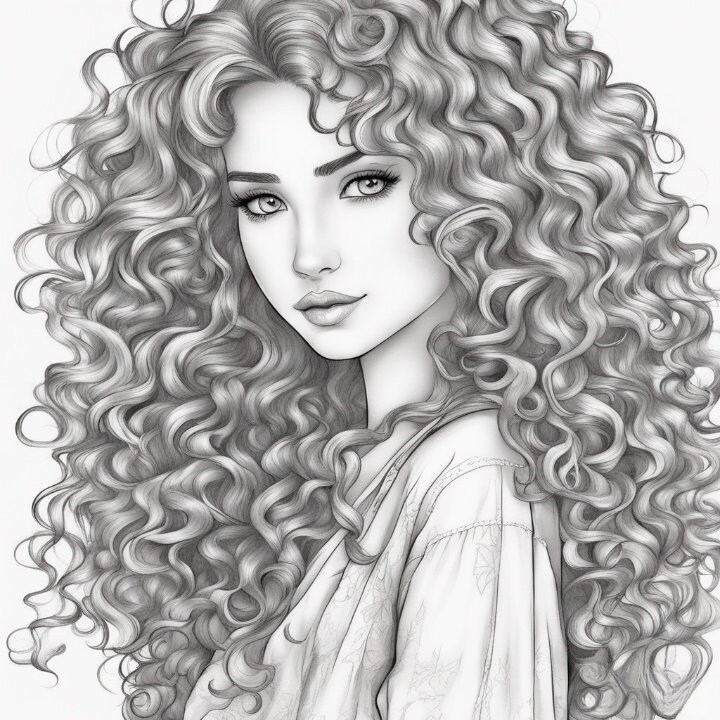 Beautiful Girls Colouring Pages Line Art Digital Stamp - Etsy