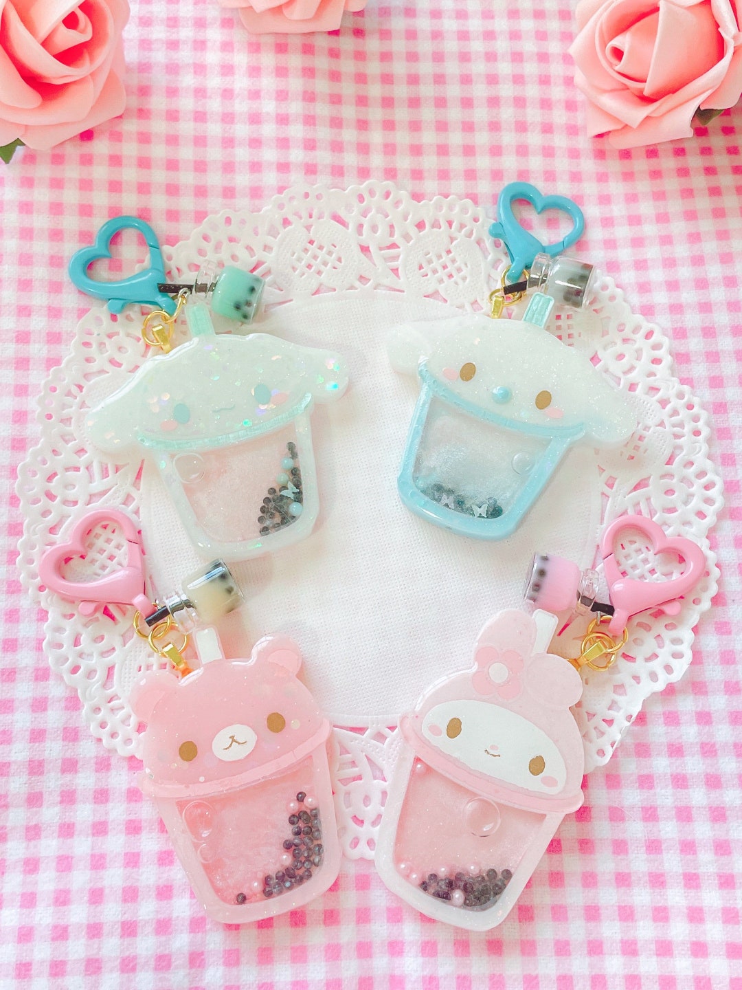 Cute Characters Boba Tea Shaker Keychain - Etsy