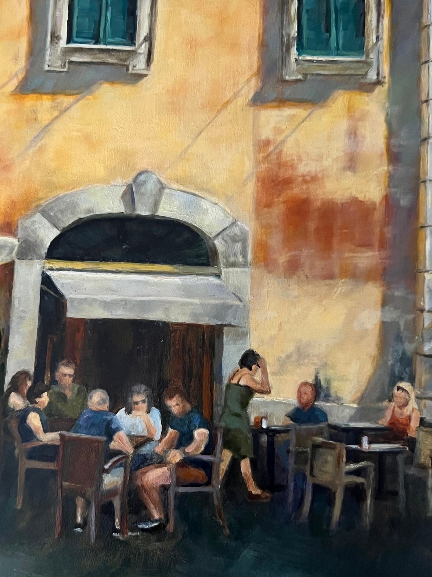 Original Impressionistic European Italian Italy Cafe Oil Painting ~ "an ...