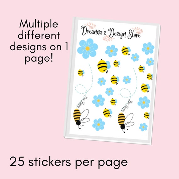 Bee Themed Sticker Sheets Bee Happy Bee Buzz Happy - Etsy