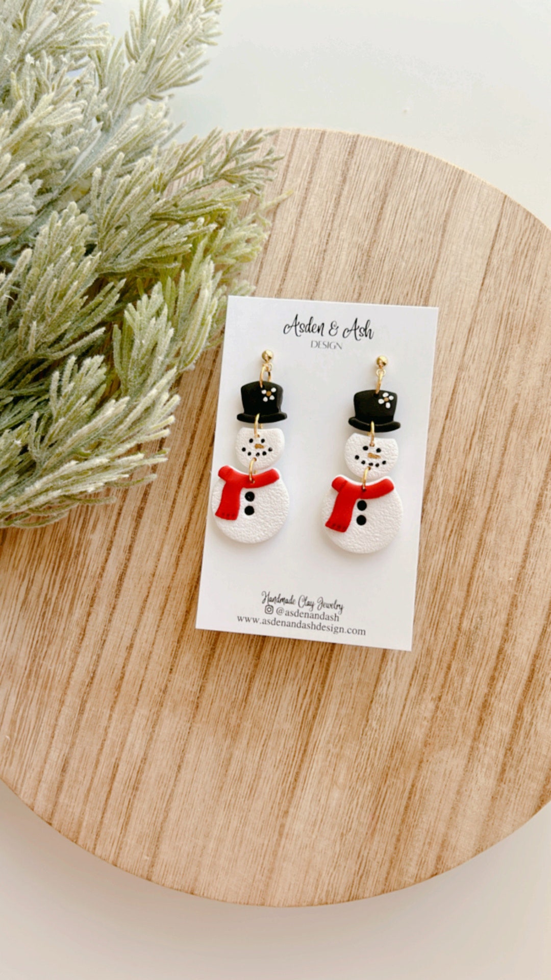 Snowman Earrings – Handmade Polymer Clay Christmas Earrings, Winter ...