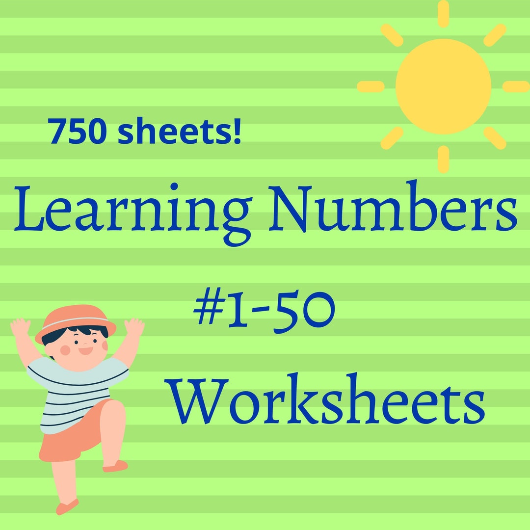 Numbers 1-50 Pre-k Preschool Worksheet Activities for Home Learning and ...