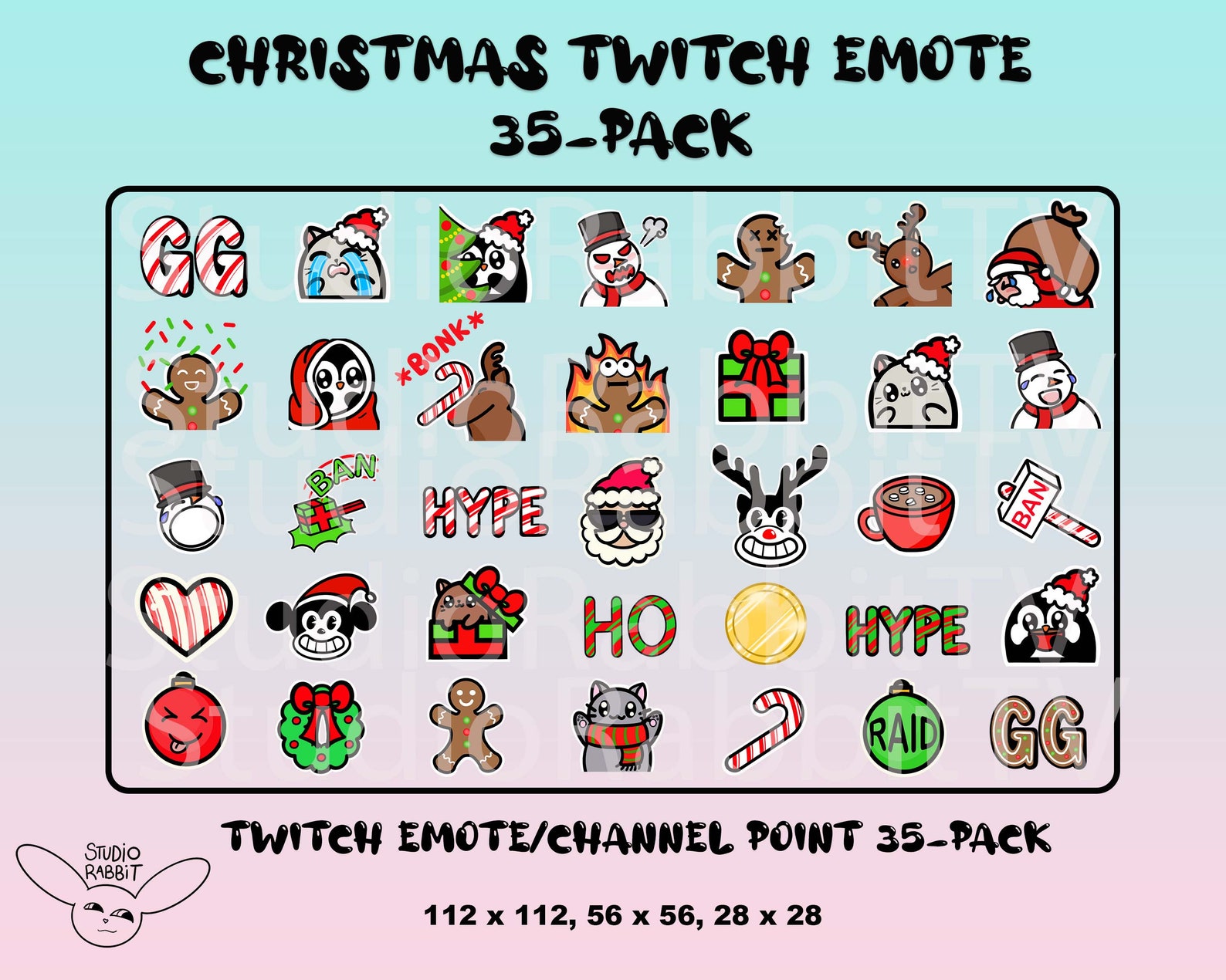 Twitch Christmas Emotes 35-emote Pack / Twitch Christmas Bundle ...
