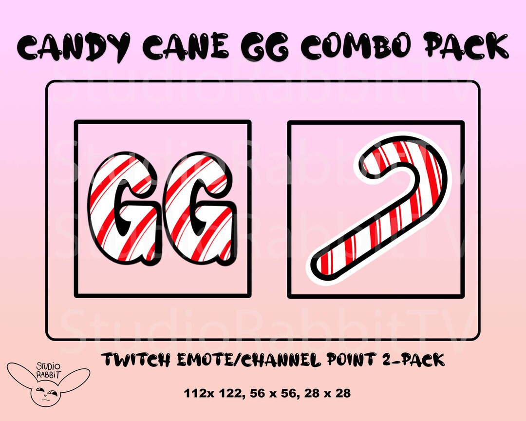 Candy Cane GG Twitch Emote / Christmas GG Emote / Channel Points ...