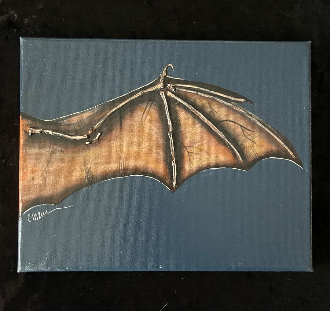 8”x10” 3D Bat Wing (right Wing, Dark Blue Background) - Etsy