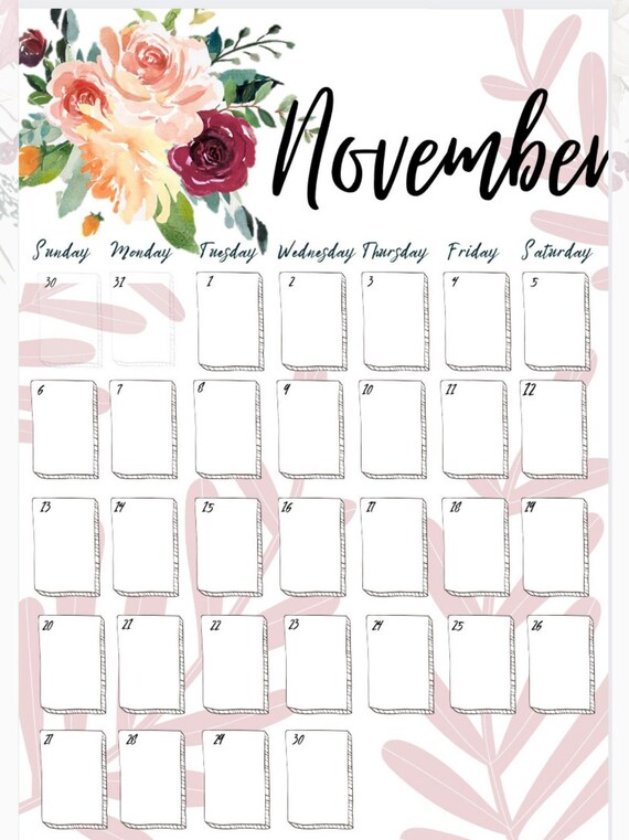Flowery 2022 Calendar Printable Floral 12 Month Planner - Etsy Ireland