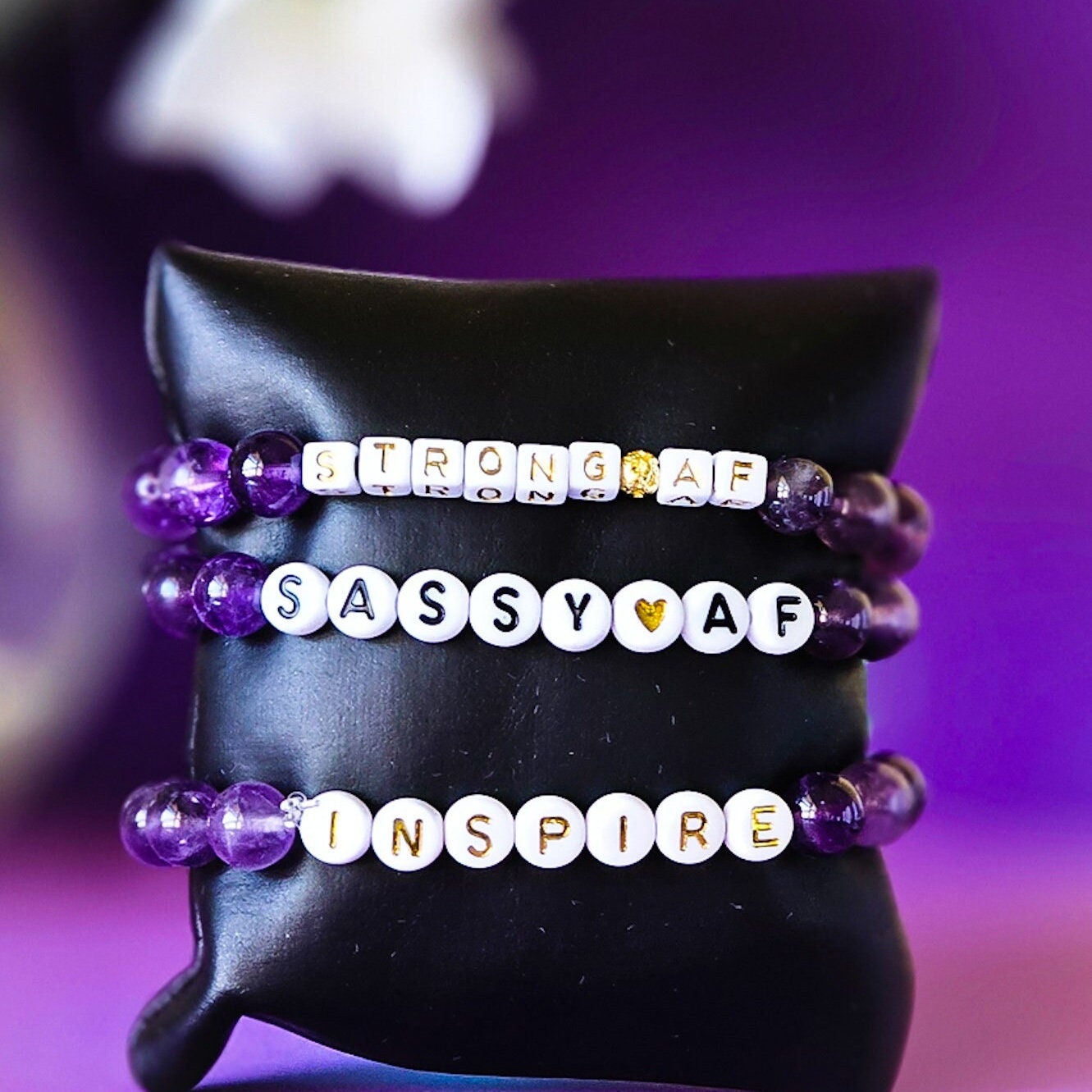 Custom Word Amethyst Bracelet | Healing Gemstone | February Birthstone ...