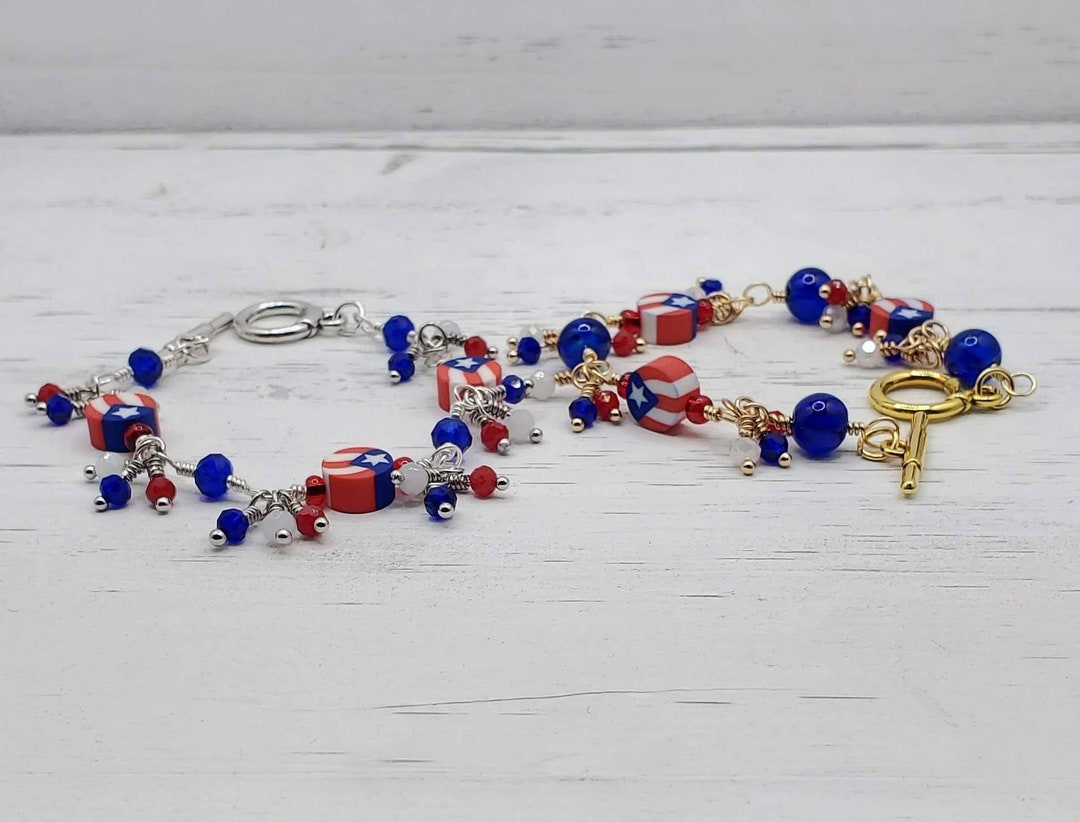 Puerto Rico Bracelet for Women. Gold & Silver Toggle Clasp - Etsy