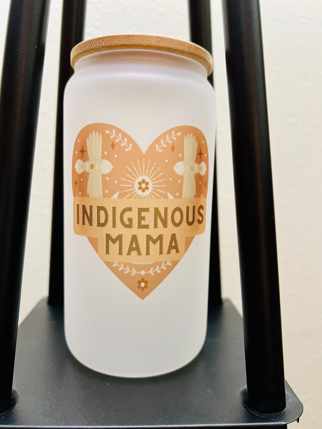 Indigenous | Mama | Frosted | Glass Can Cup for Coffee and Drinks | 16 ...