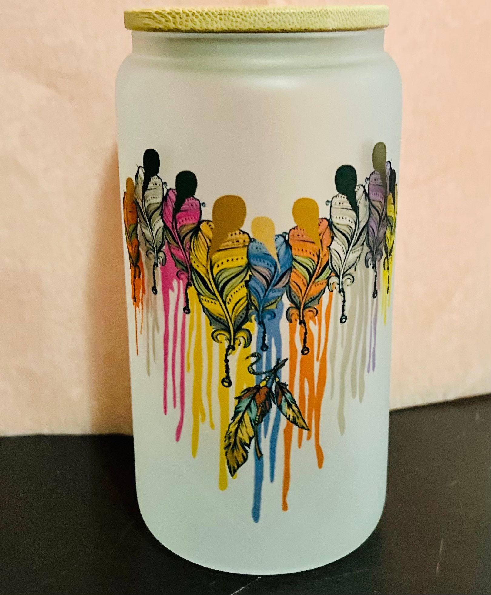 Indigenous Frosted Glass Coffee Cup |indigenous Women | Heart | 16oz ...