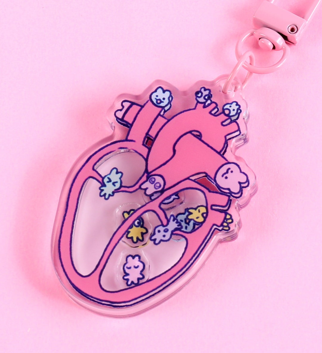 Heart Rabbits Shaker & Acrylic Charm - Etsy