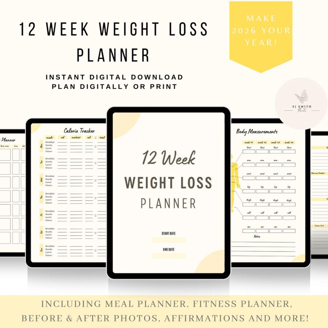 12 Week Weight Loss Planner | Fitness & Meal Planning (digital Download ...