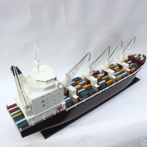 Handcrafted Cargo Ship Model 39" - Commercial Container Ship With ...
