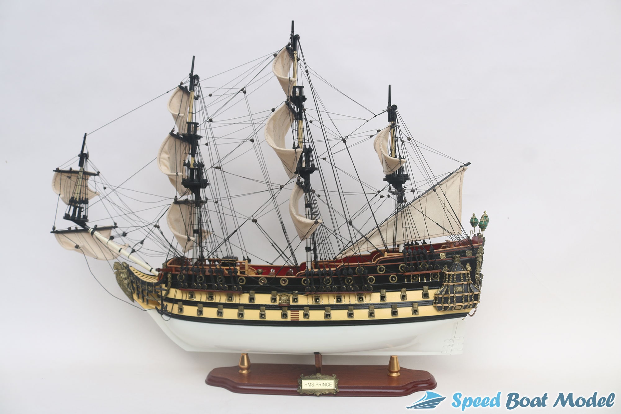 Hms Prince Painted Tall Ship Model 37" - Warship Replica - Etsy