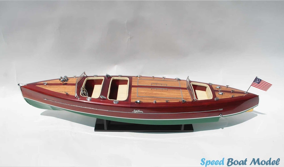 Typhoon Painted Speed Boat Model: Wooden Riva Boat (39.5" & 28.3") - Etsy