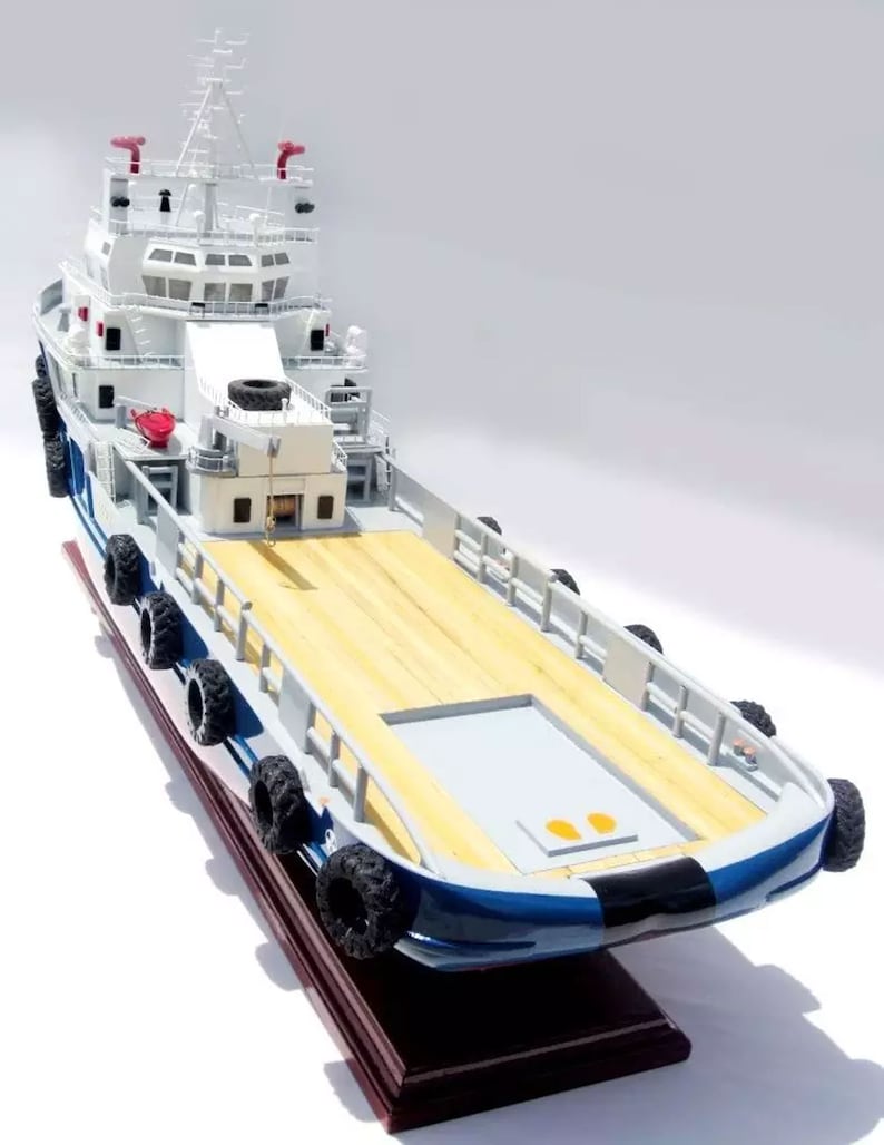 Handcrafted Offshore Support Vessel Model: Wooden Fishing Boat (27.5 ...