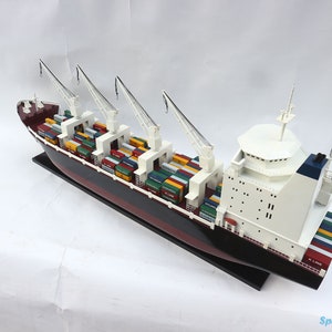Handcrafted Cargo Ship Model 39" - Commercial Container Ship With ...