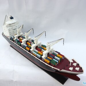 Handcrafted Cargo Ship Model 39" - Commercial Container Ship With ...