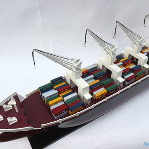Handcrafted Cargo Ship Model 39" - Commercial Container Ship With ...