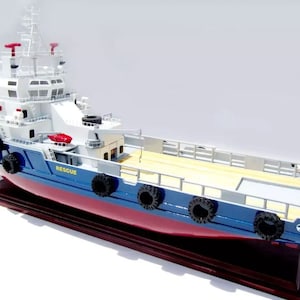Handcrafted Offshore Support Vessel Model: Wooden Fishing Boat (27.5 ...