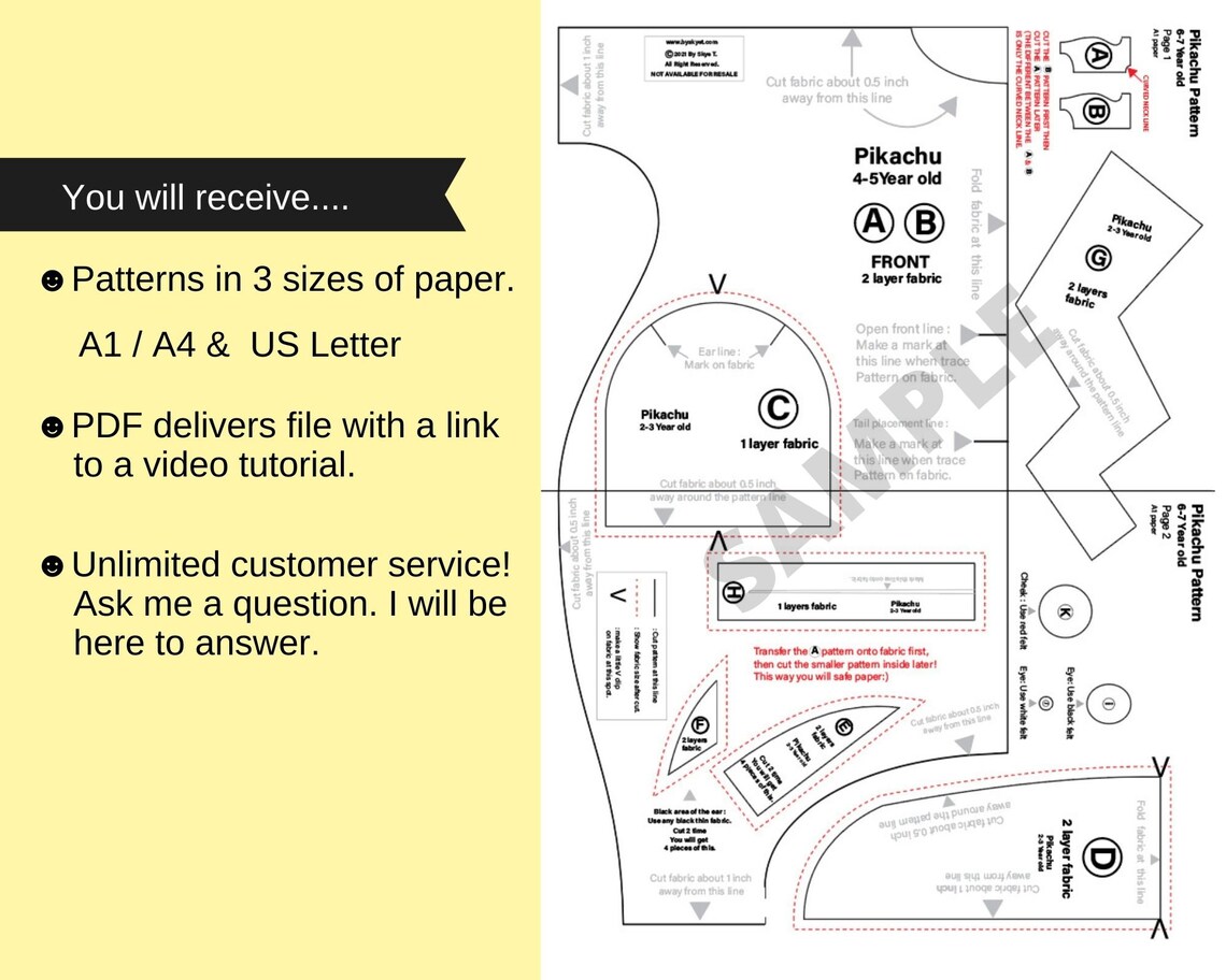 Pikachu Costume for Kid /DIY Halloween Costume for Kids / Age - Etsy