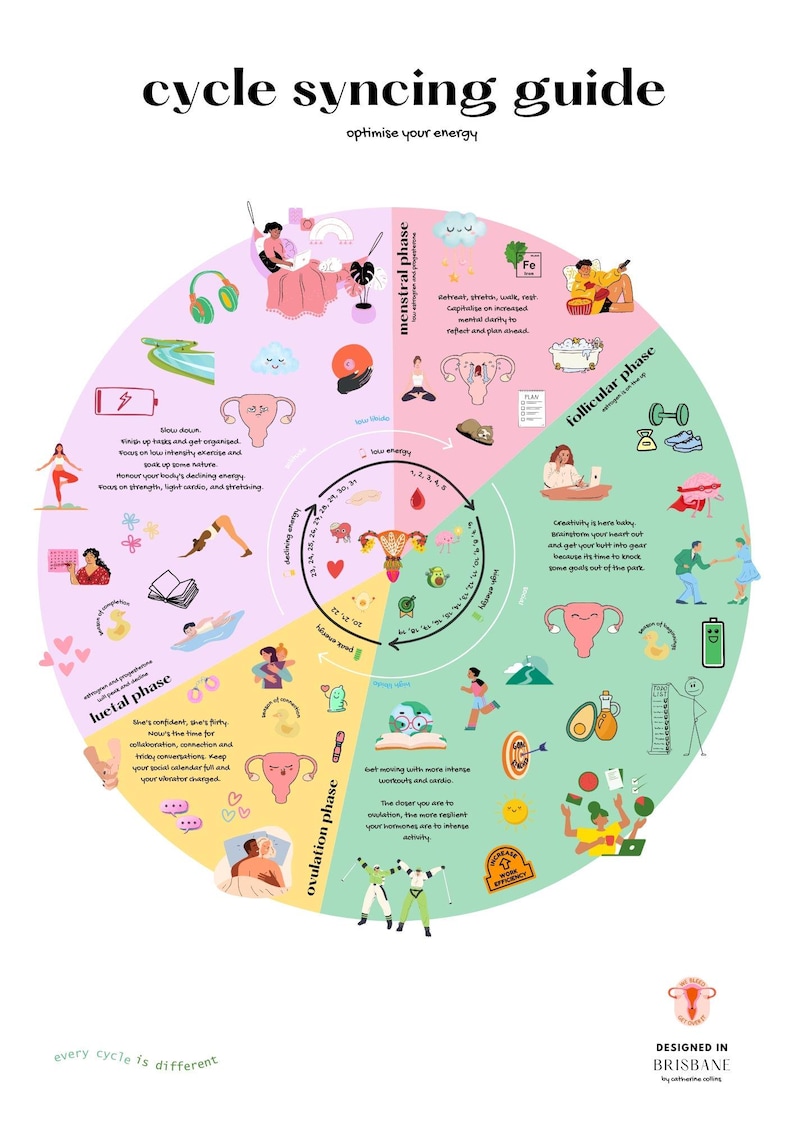 Cycle Syncing Guide Poster Menstrual Cycle Guide Period Tracker A3 ...