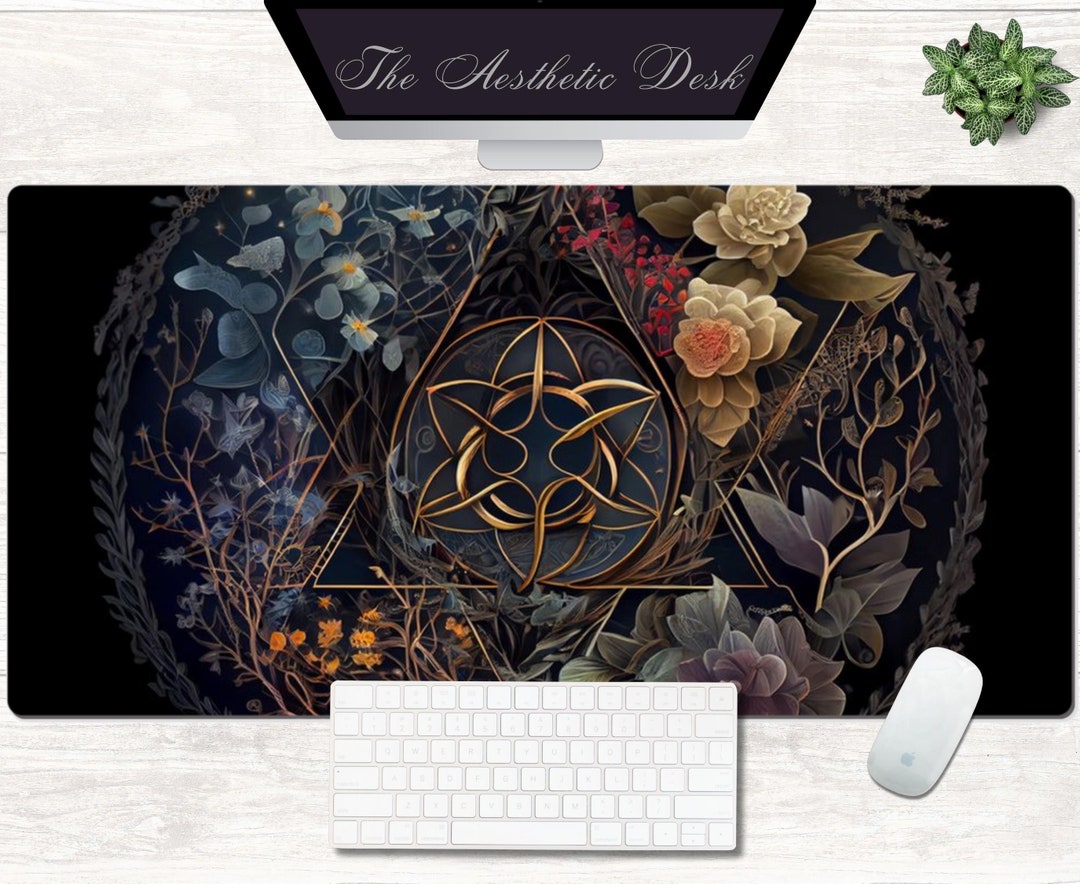 Witchy Floral Desk Mat, Altar Decor, Boho, Mouse Mat, Pagan, Sacred ...