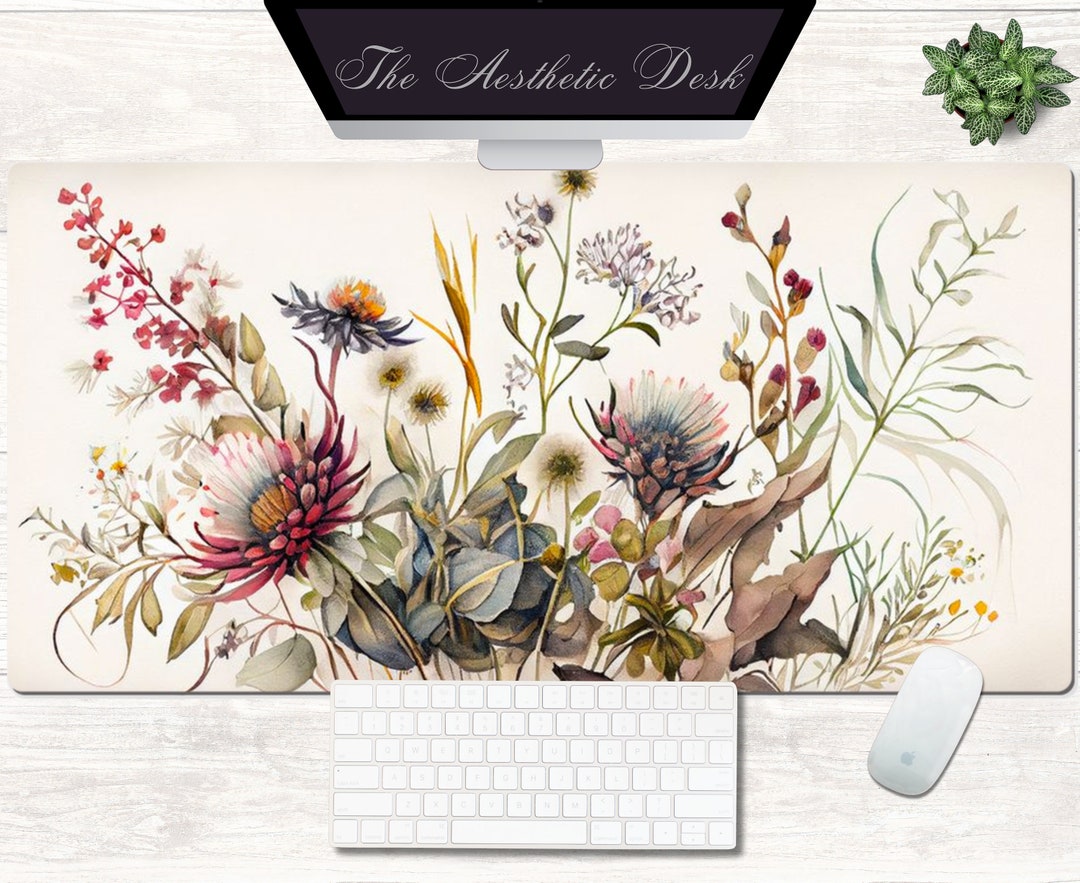 Vintage Wildflowers Desk Mat, Desk Mat Wildflower, Desk Mat With ...