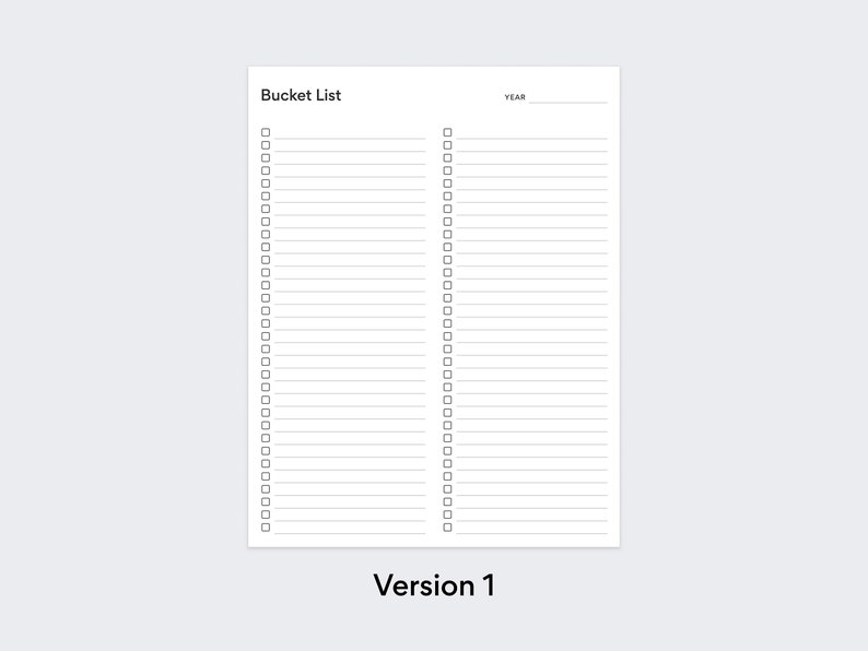 Bucket List Printable - Checklist Template - Things to Do - Minimalist ...