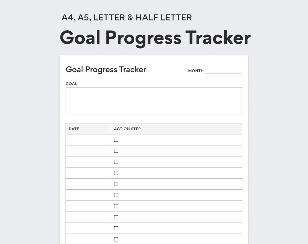 Goal Progress Tracker - Monthly Goal Setting Worksheet - Milestone ...
