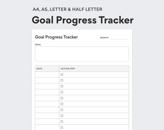 Goal Progress Tracker Monthly Goal Setting Worksheet | Etsy