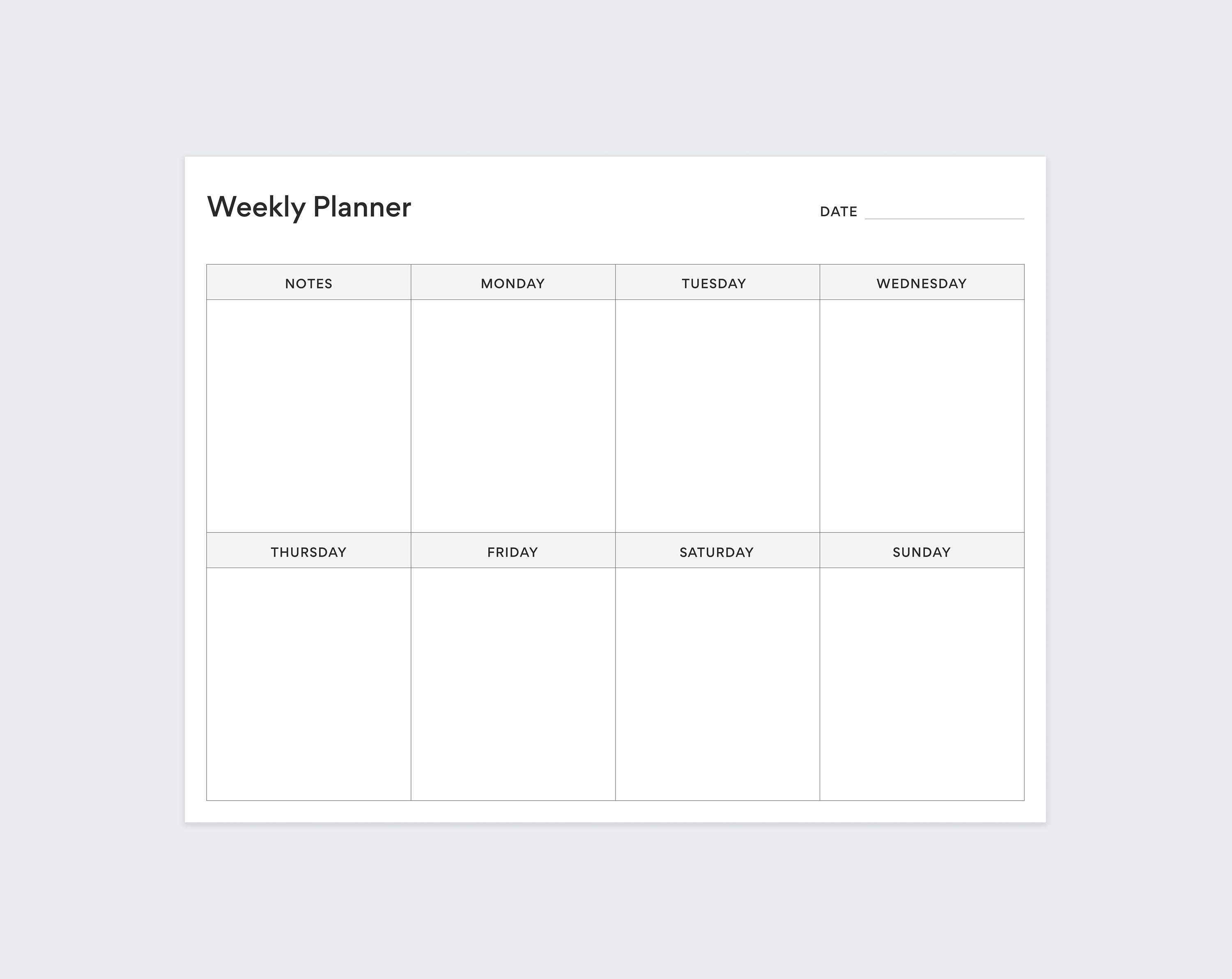 Weekly Planner Printable: Landscape US Letter - Daily Planner ...