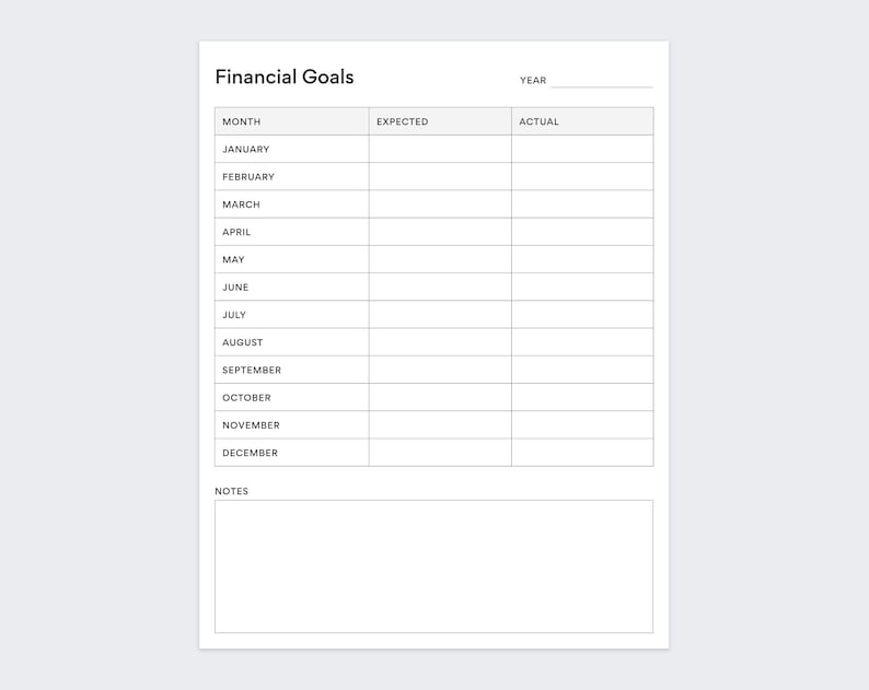 Financial Goals Tracker - Monthly Goal Setting Template - Financial ...