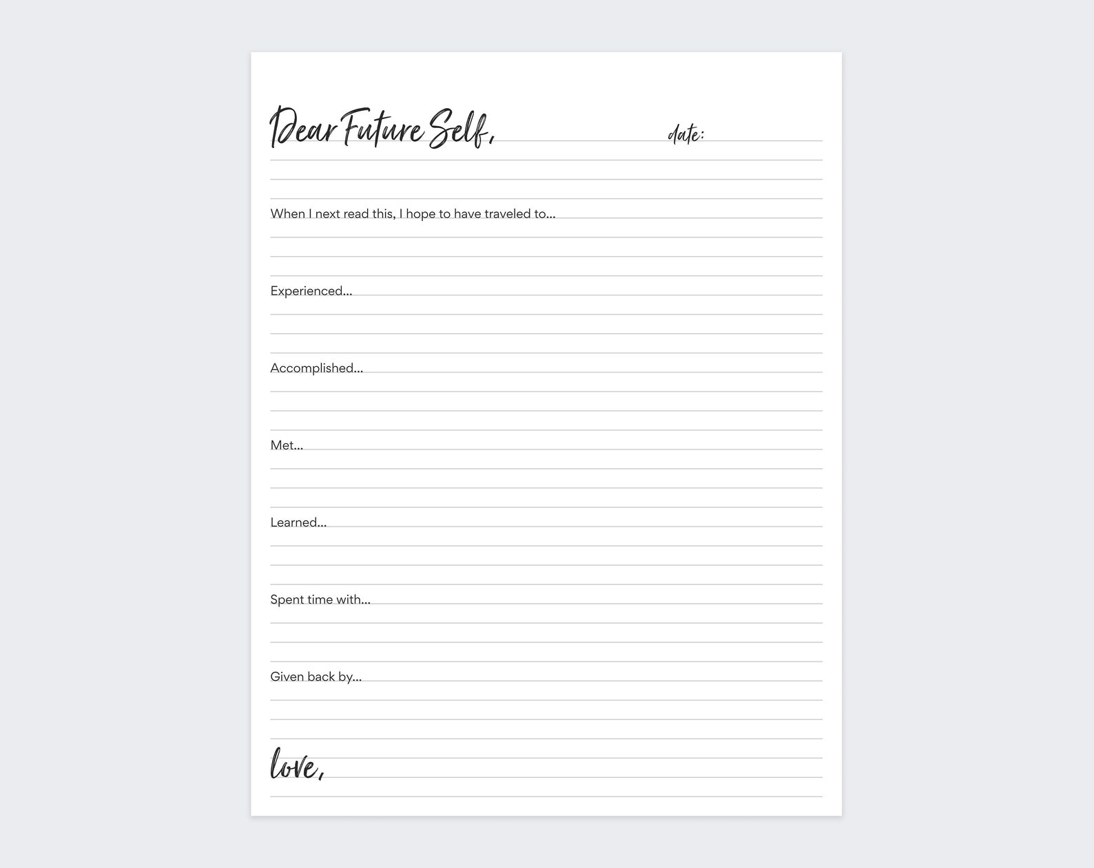 Letter to Future Self - PDF Printable - DIGITAL DOWNLOAD - Etsy