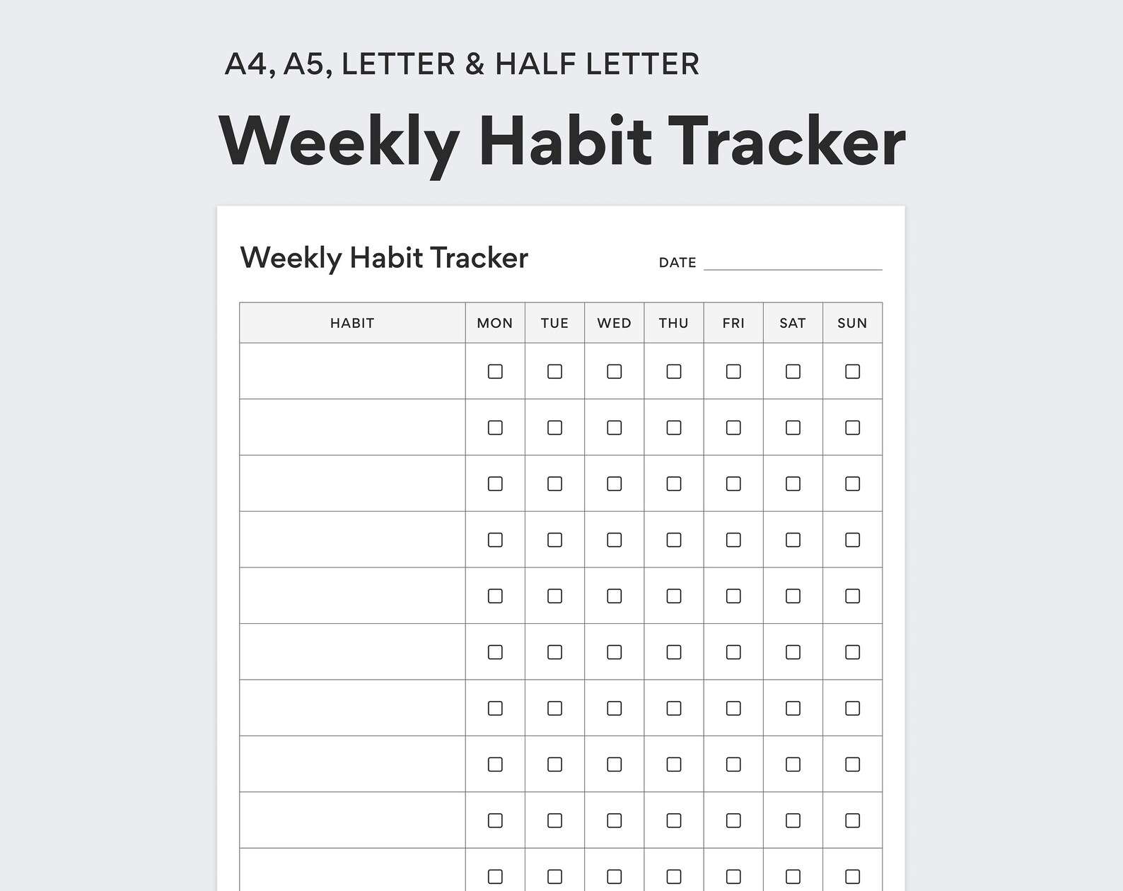Habit Tracker Printable, Weekly Habit Tracker, Routine Checklist, A5 ...