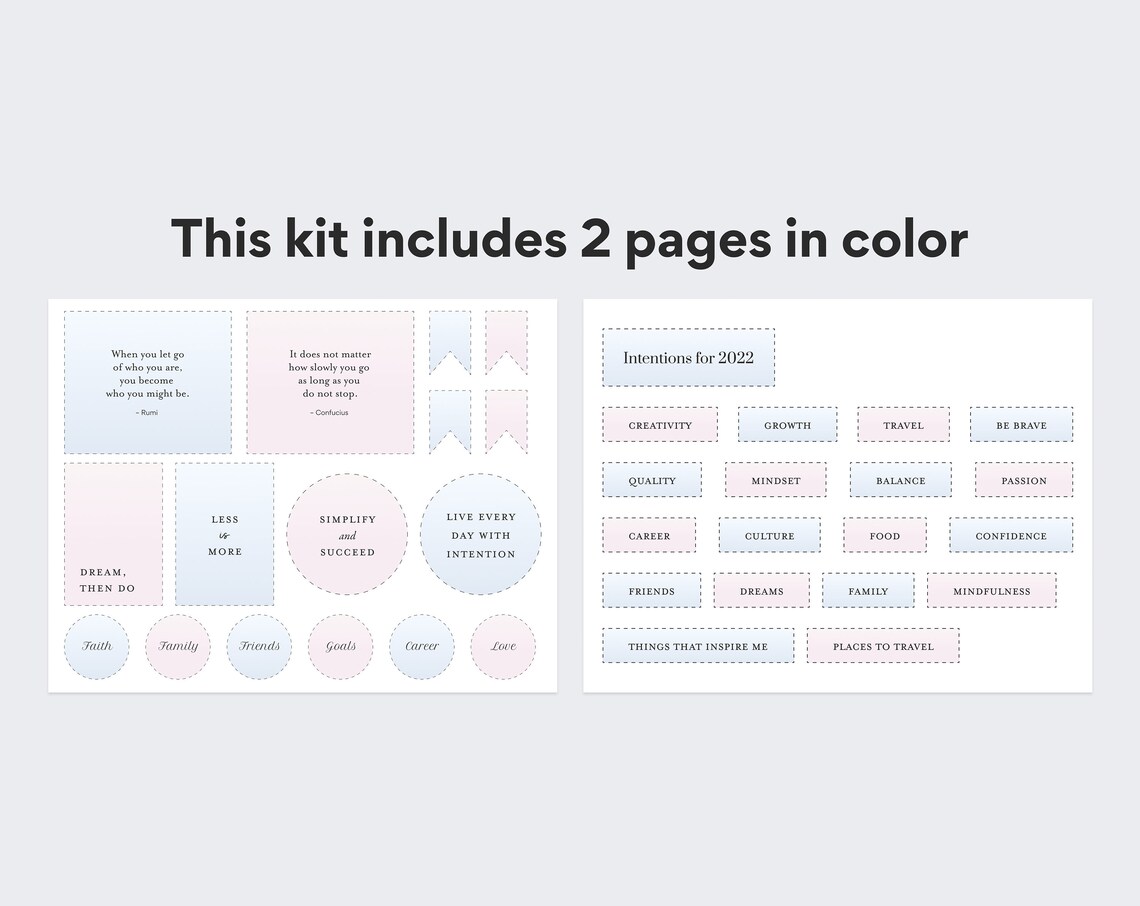 Printable Vision Board & Manifestation Kit, Inspirational Quotes, 2022 ...