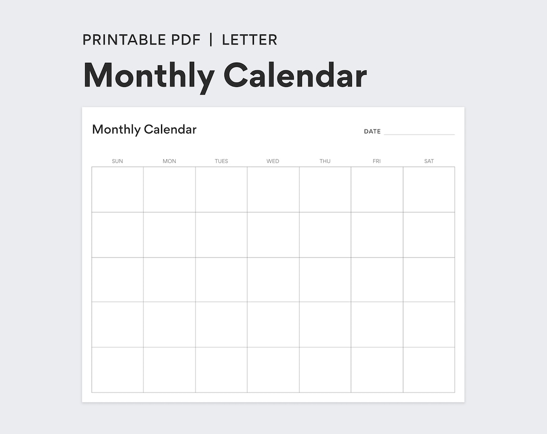 Monthly Planner Template: PDF Printable - DIGITAL DOWNLOAD - Etsy