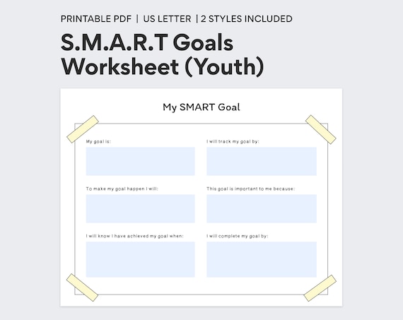 Youth S.M.A.R.T Goals Planner Goal Setting Worksheet - Etsy