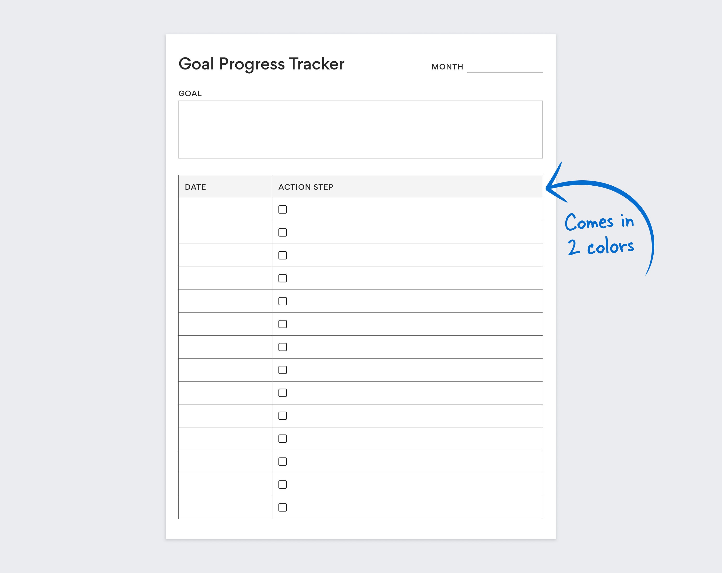 Goal Progress Tracker - Monthly Goal Setting Worksheet - Milestone ...